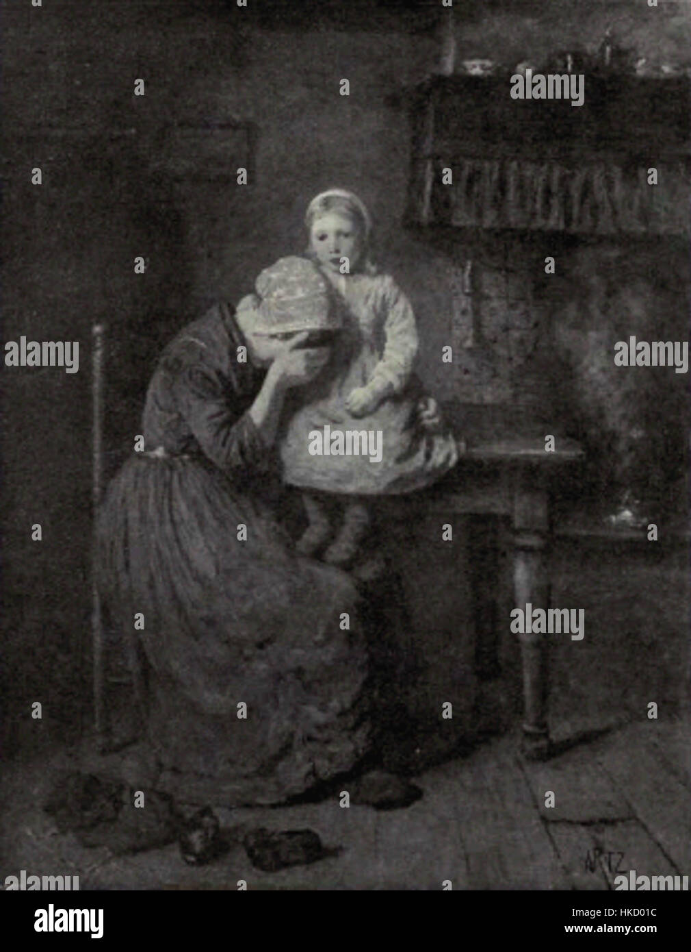 This Dutch painting from the 19th century, titled 'Mourning,' by Artz ...