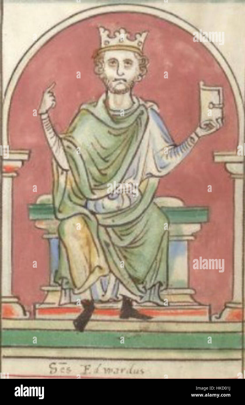 This oil painting titled 'Edwardus rex' depicts King Edward I of ...