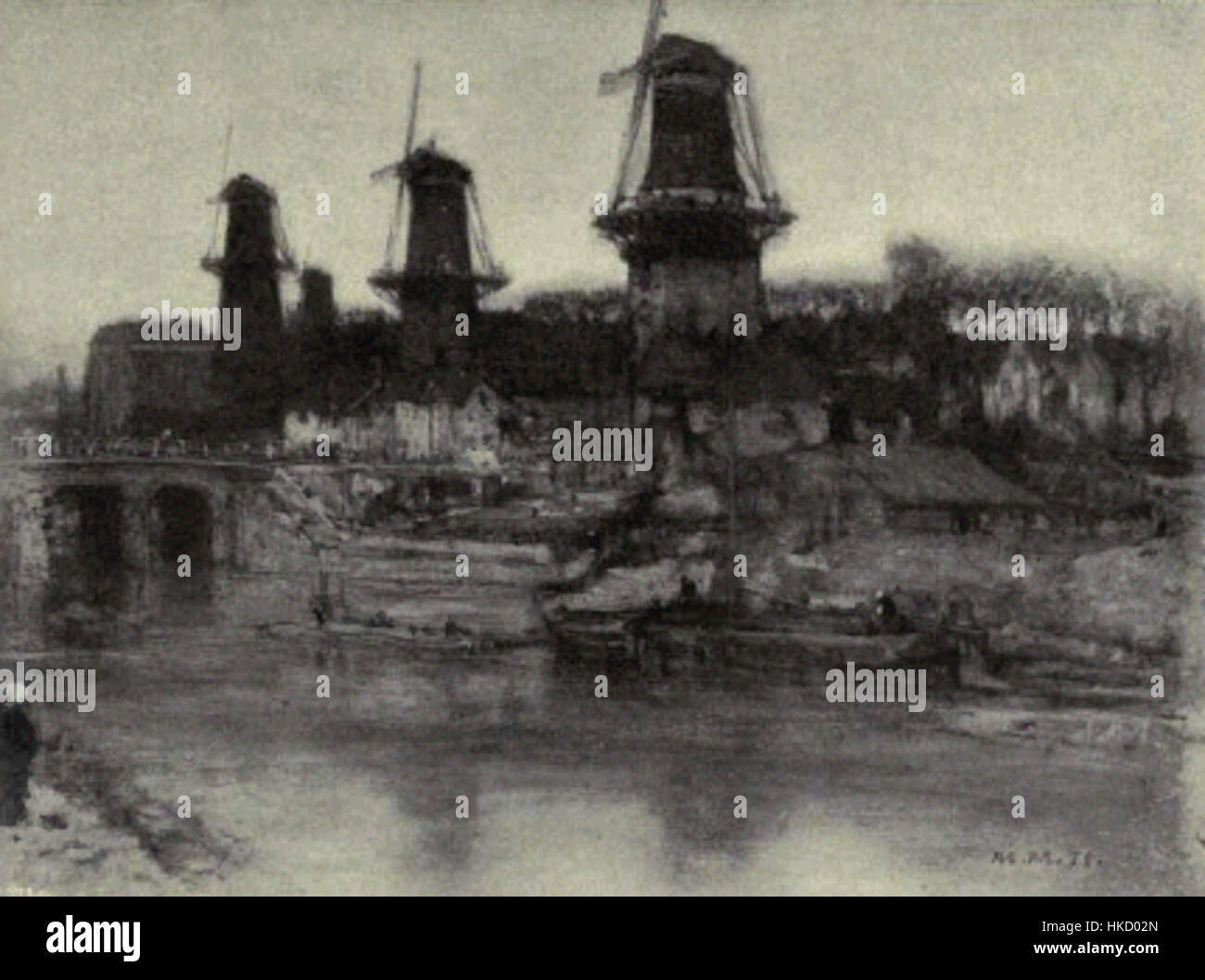 Matthijs Maris' 'The Four Windmills' represents a classic example of ...