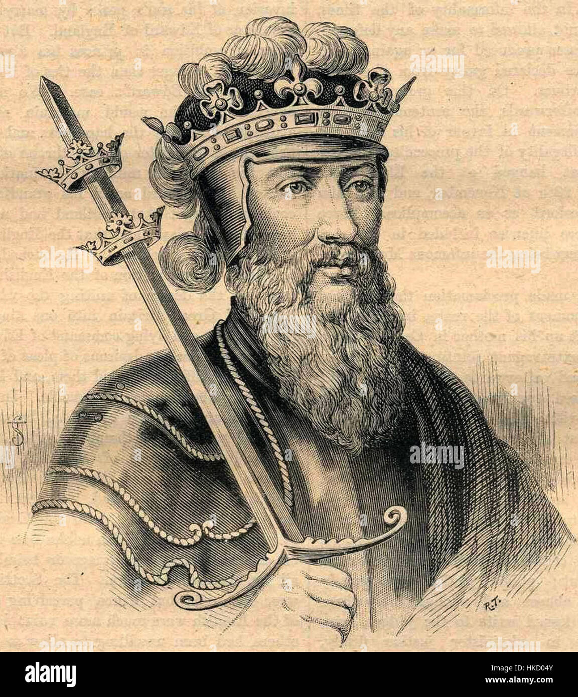 This historical painting portrays King Edward III of England, a ...