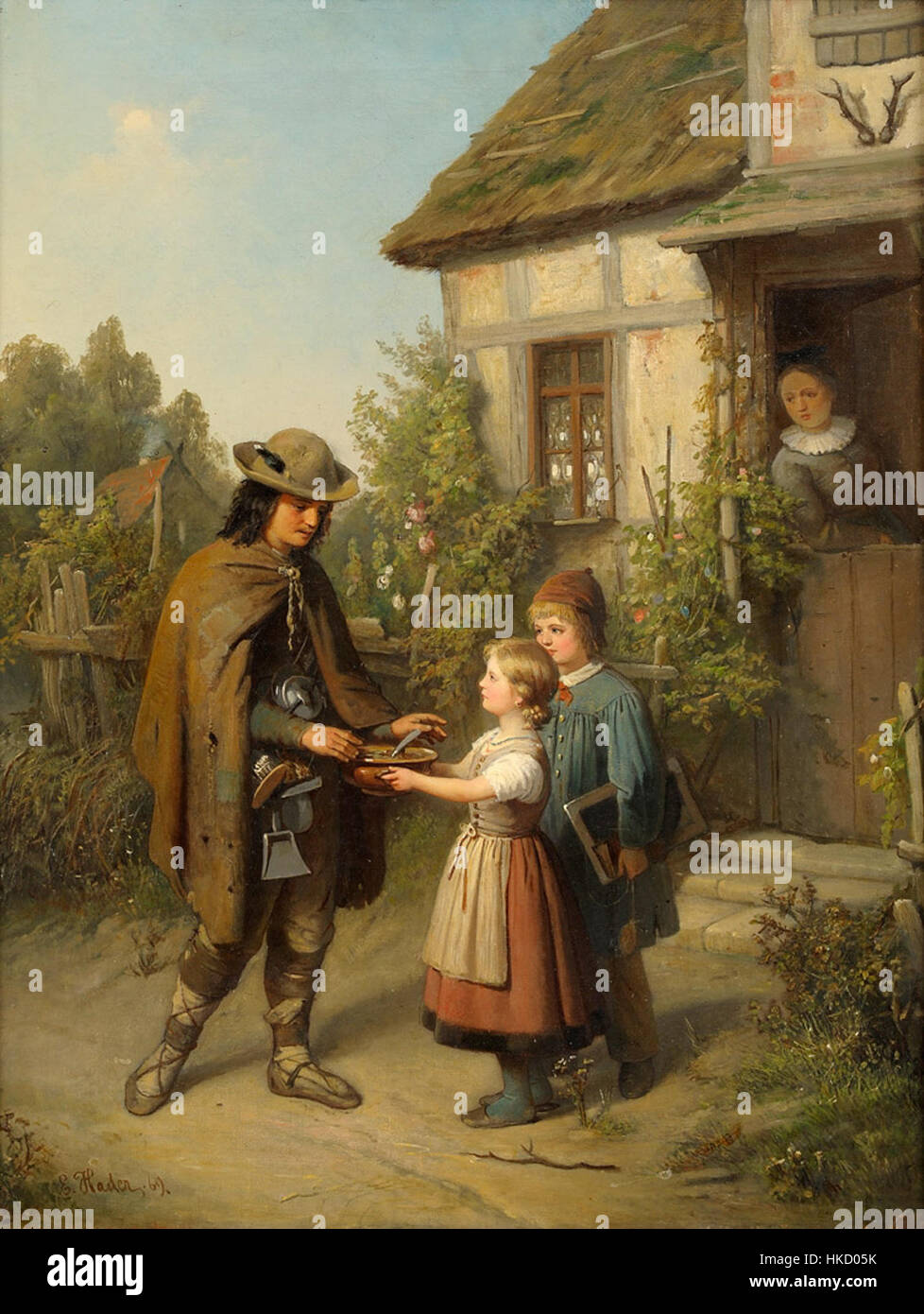 *Auf der Wanderfahrt* (1869) by Ernst Hader is a landscape painting ...