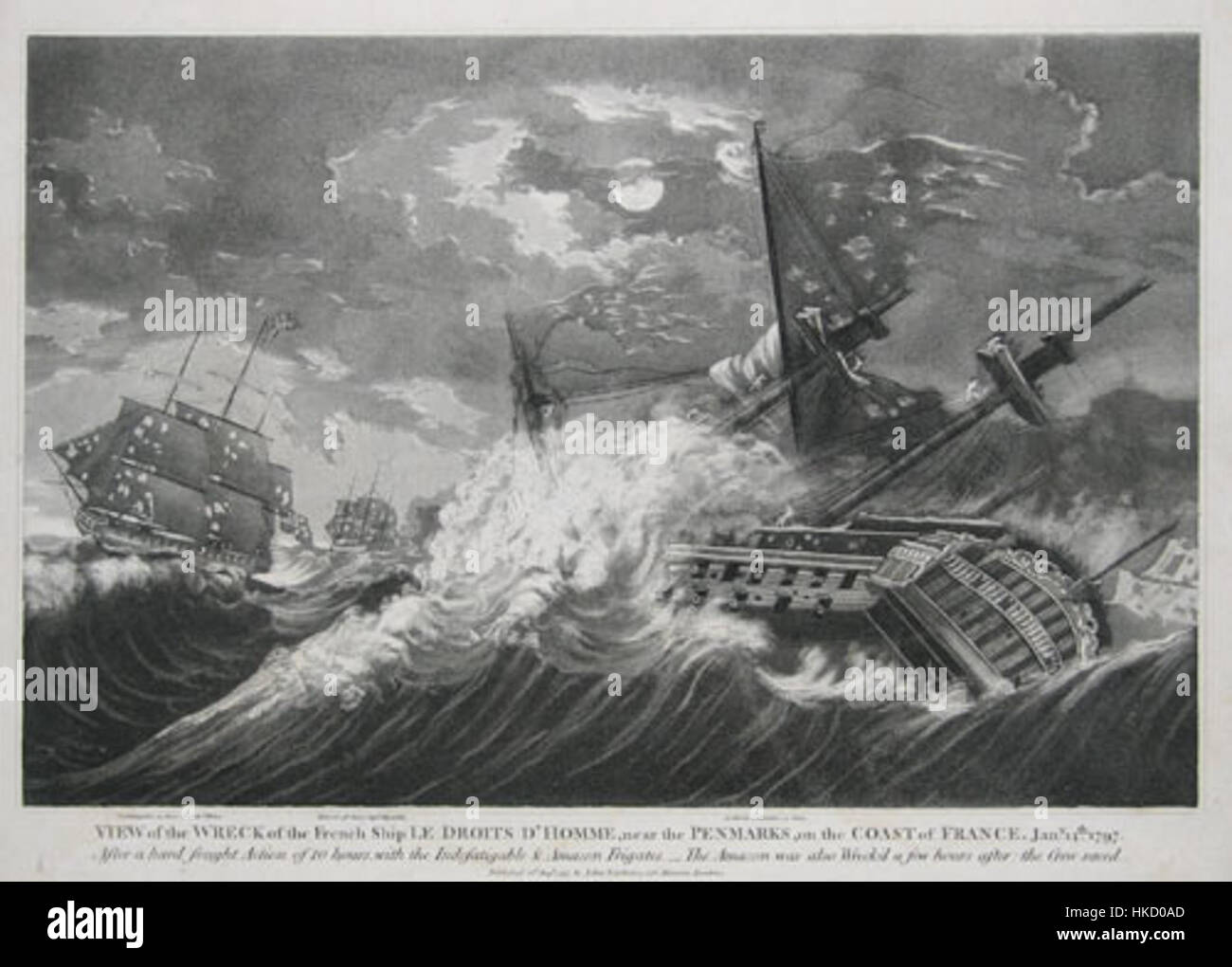 This artwork, titled 'Droits de l'Homme Sinking,' depicts the tragic ...