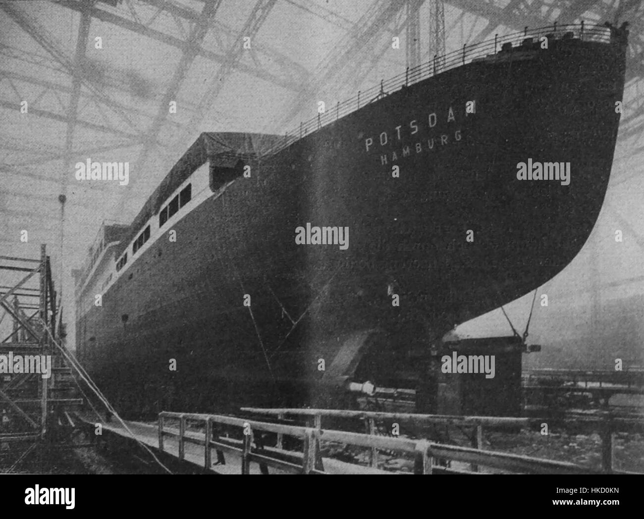 This artwork depicts the German battleship Potsdam in 1935, shown under ...