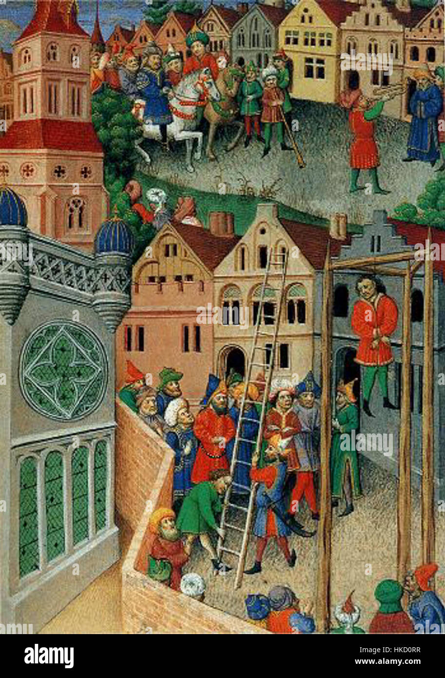 A painting depicting an execution scene in a town square, capturing the ...