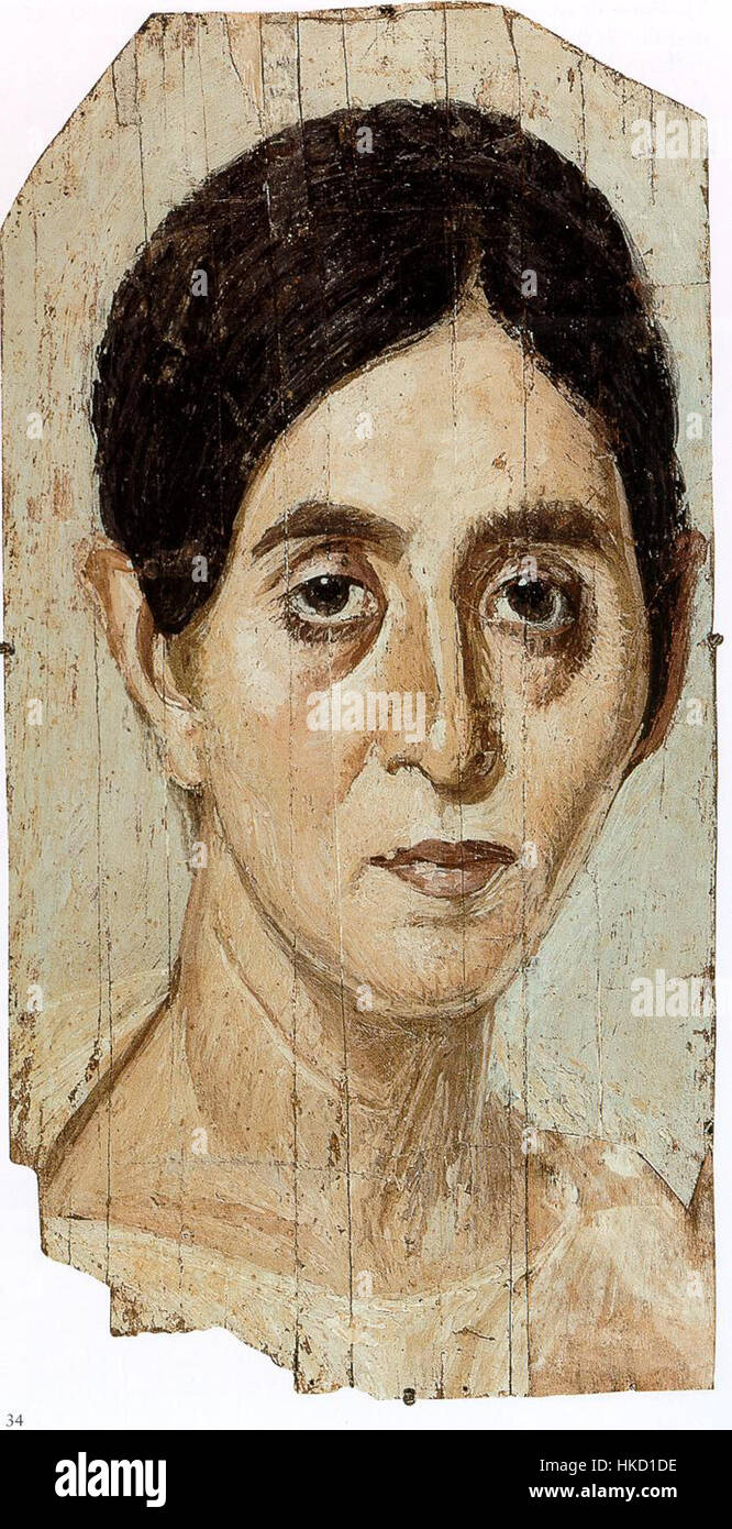 This ancient Egyptian painting, known as a Fayum portrait, is one of ...