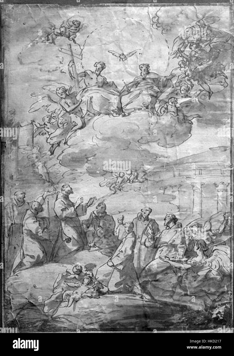 'La Trinidad y Santos Franciscanos' by Luis Gonzalez Velazquez depicts ...