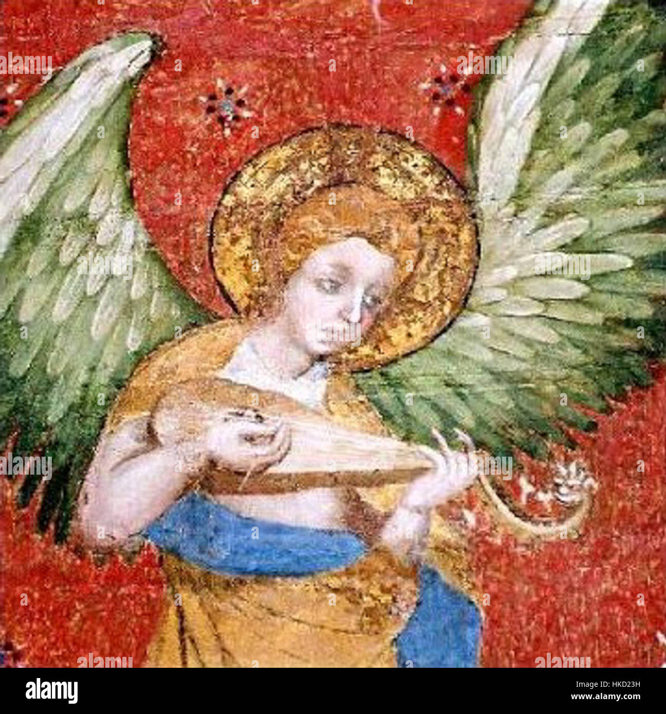 This medieval painting from around 1325 depicts a Gittern, a type of ...