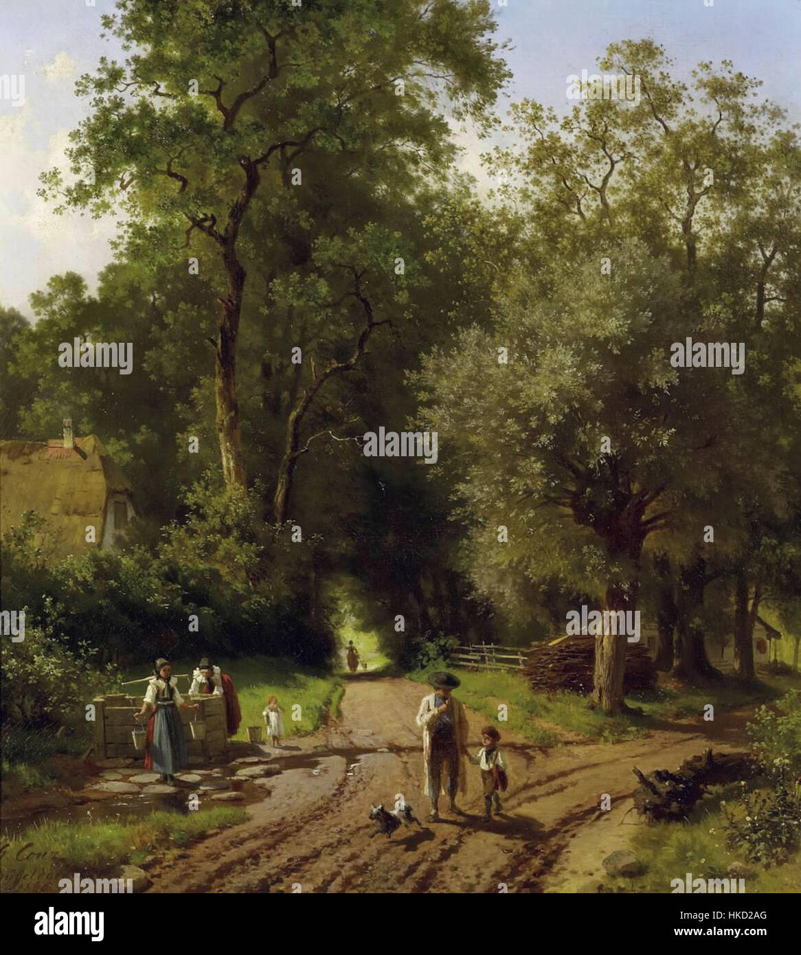 Sommertag am Brunnen, painted by Gustav Conz in 1860, is a scene that ...