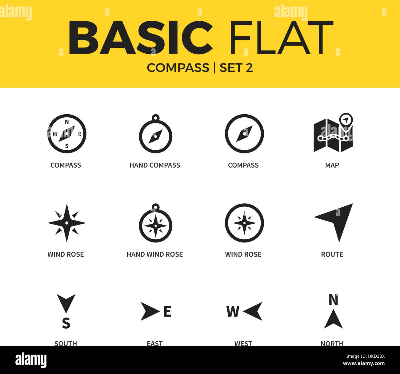 Basic set of compass icons Stock Vector Image & Art - Alamy