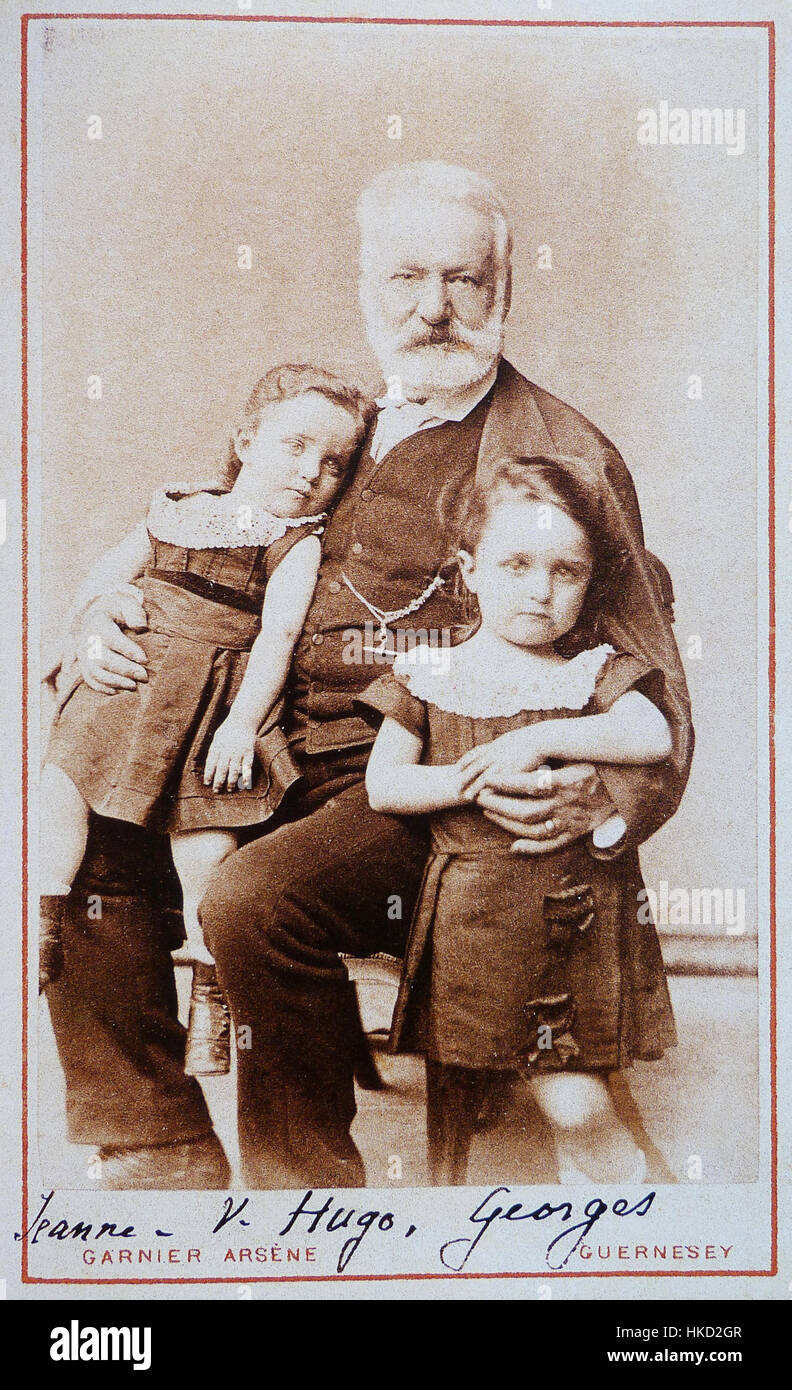 This 1872 painting, 'Hugo avec Georges et Jeanne,' features the French ...