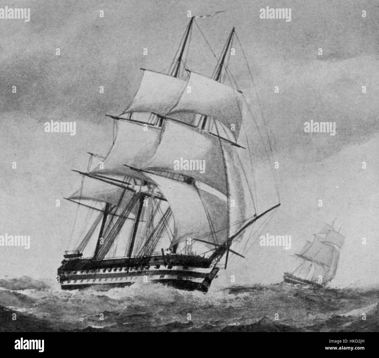 The painting 'HMS Donegal 1858' depicts the British warship HMS Donegal ...