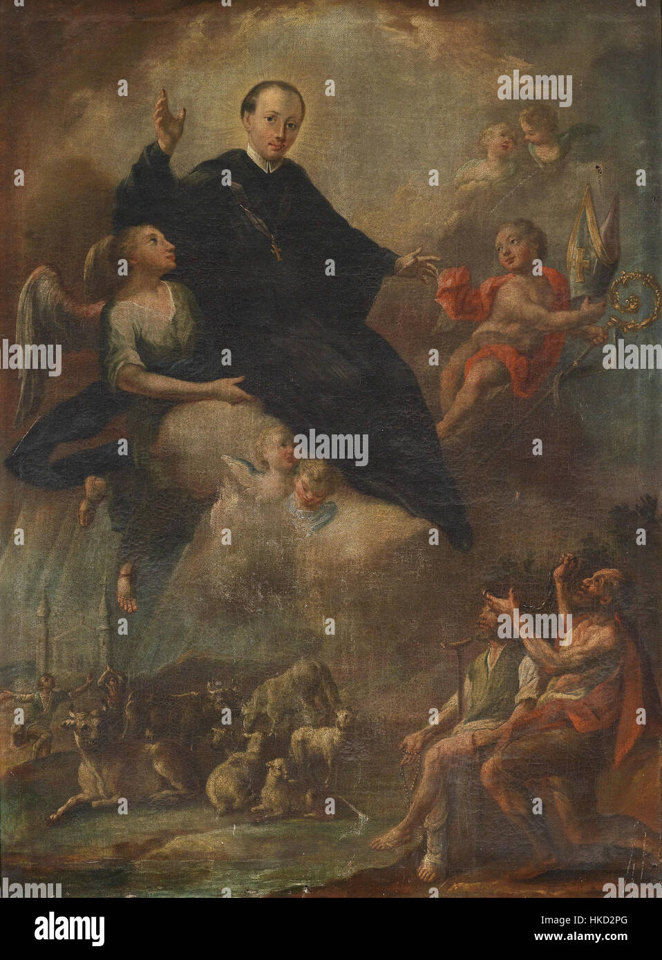 A painting from the 18th century depicting Saint Leonard as the patron ...