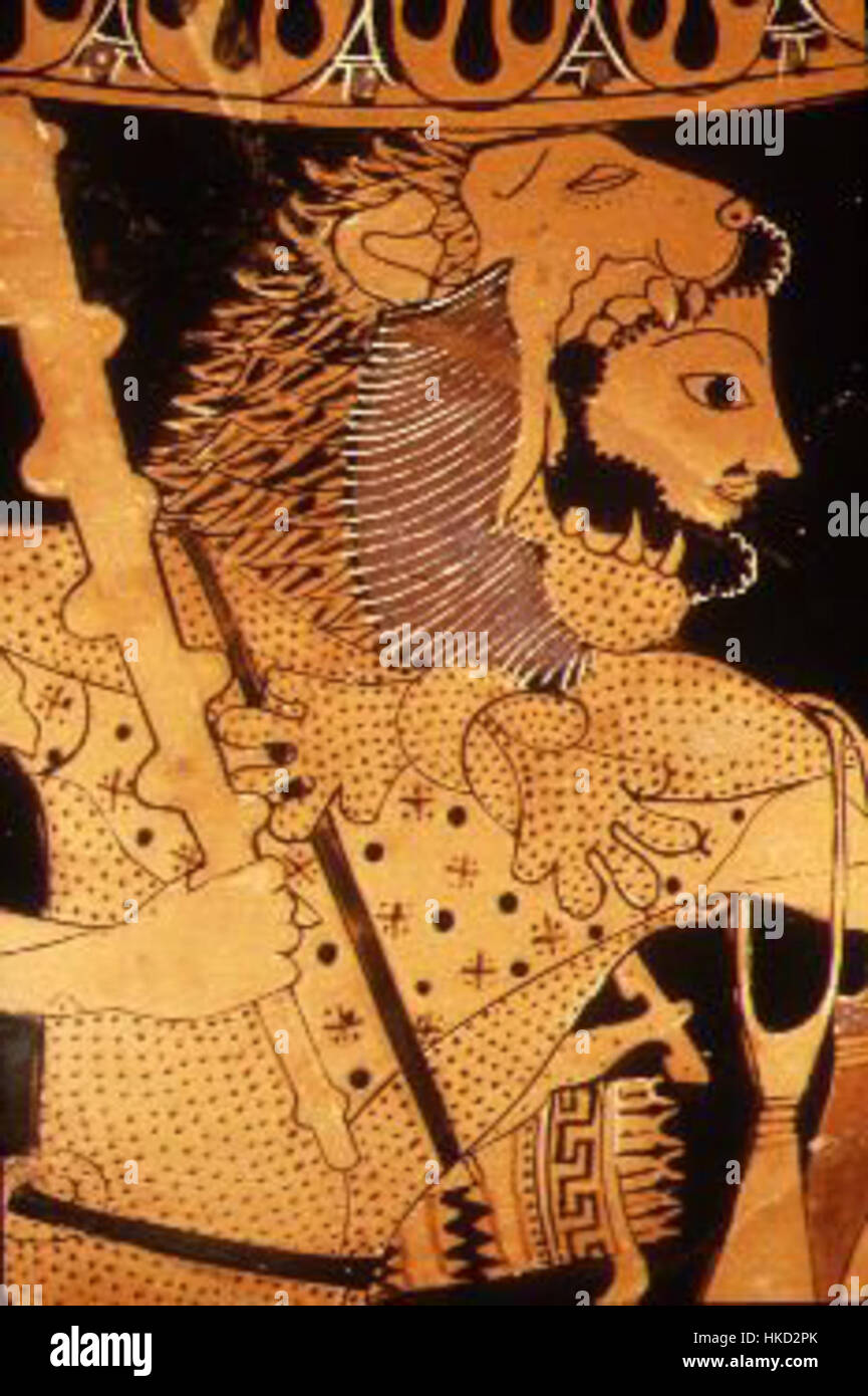 This oil painting of Hercules clad in the skin of the Nemean Lion captures the hero's strength ...