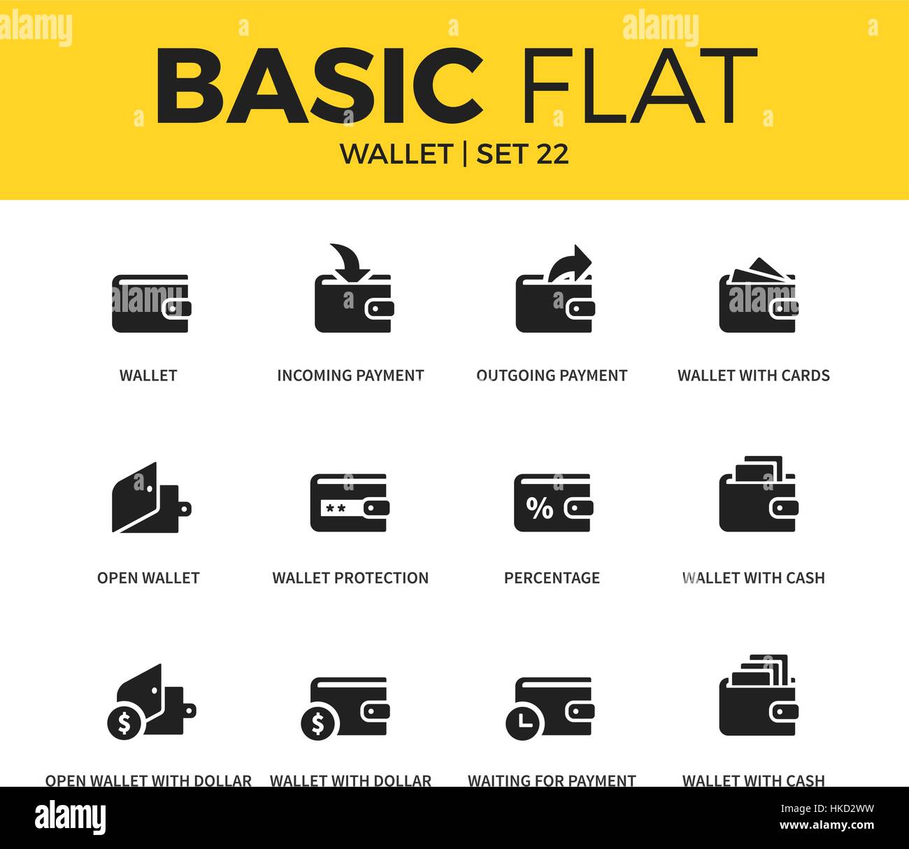 Basic set of Wallet icons Stock Vector Image & Art - Alamy