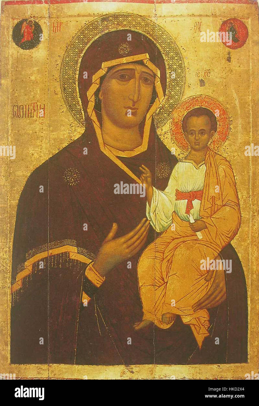 The Hodegetria icon, housed at the Spaso Preobrazhensky Monastery in Yaroslavl, Russia, is a ...