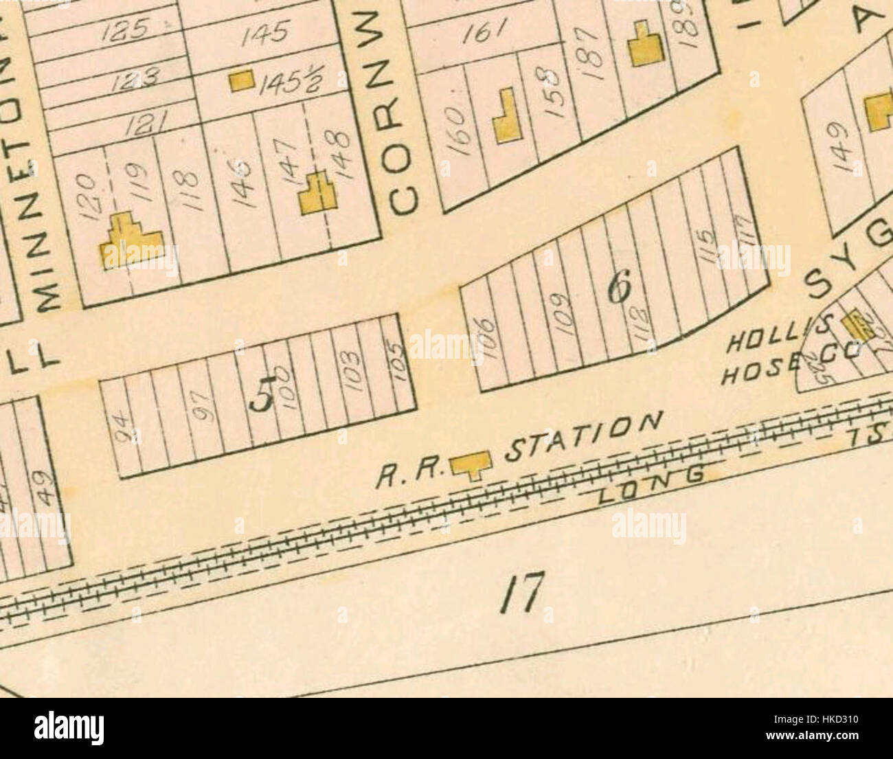 The 1891 map of Hollis Station, part of the Long Island Rail Road (LIRR ...