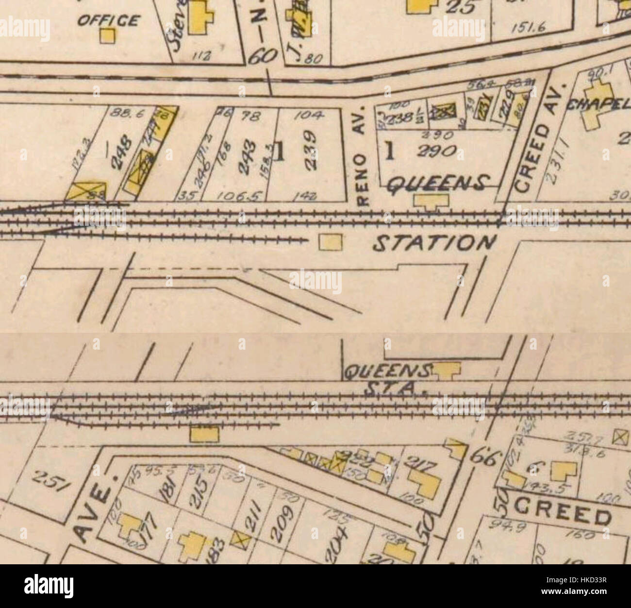 The 1909 painting 'LIRR Queens Station' portrays the Long Island Rail ...