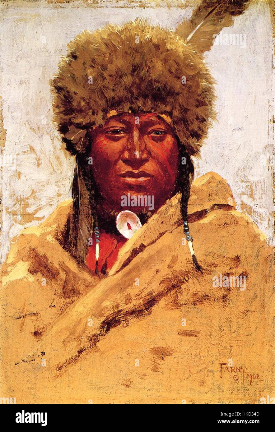 This portrait by Henry Farney features a Native American leader ...