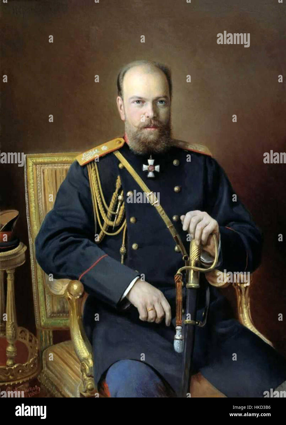 This portrait by Ivan Kulikov depicts Tsar Alexander III of Russia ...
