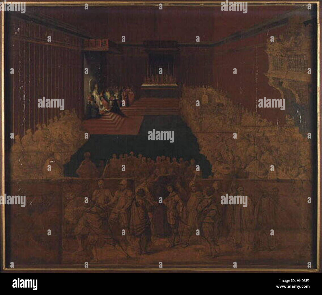 This artwork depicts the investiture of Taddeo Barberini by Pope Urban ...