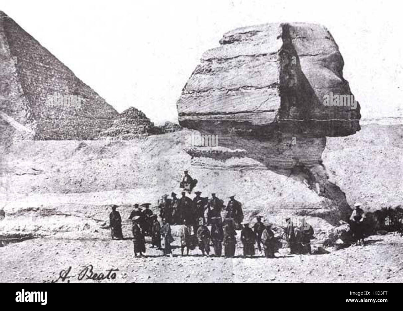 A painting representing a Japanese mission, paired with a sphinx figure ...