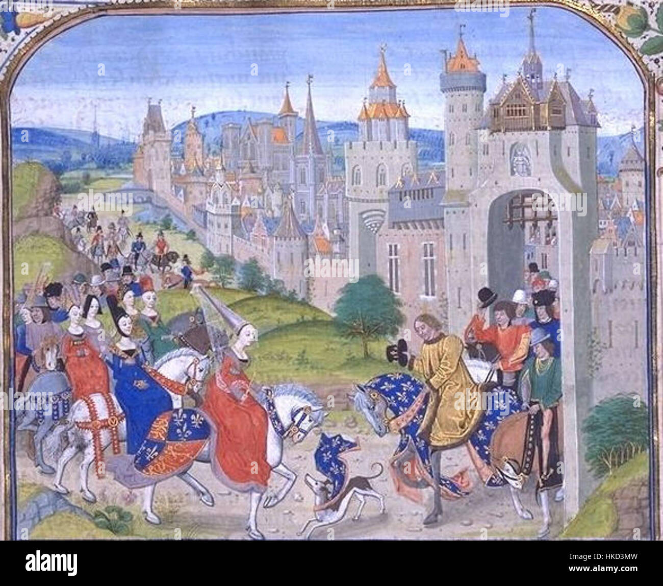 A historical painting depicting the return of Charles IV to Paris, a ...