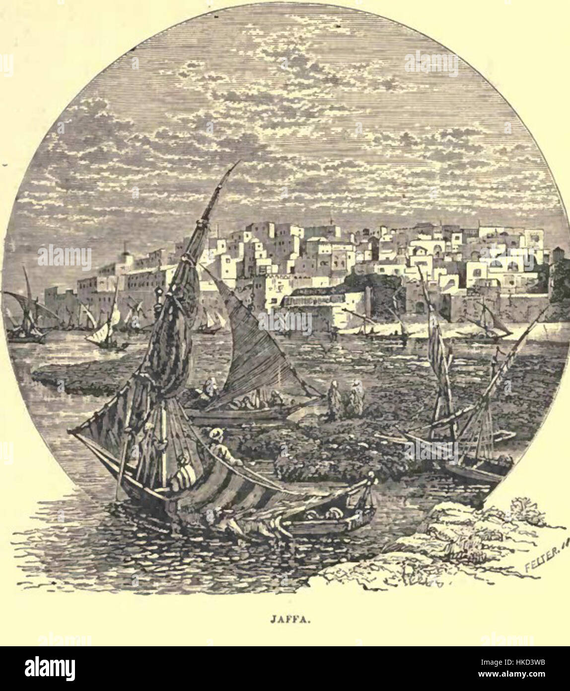 This 1886 painting captures the Jaffa port, an ancient port city in ...