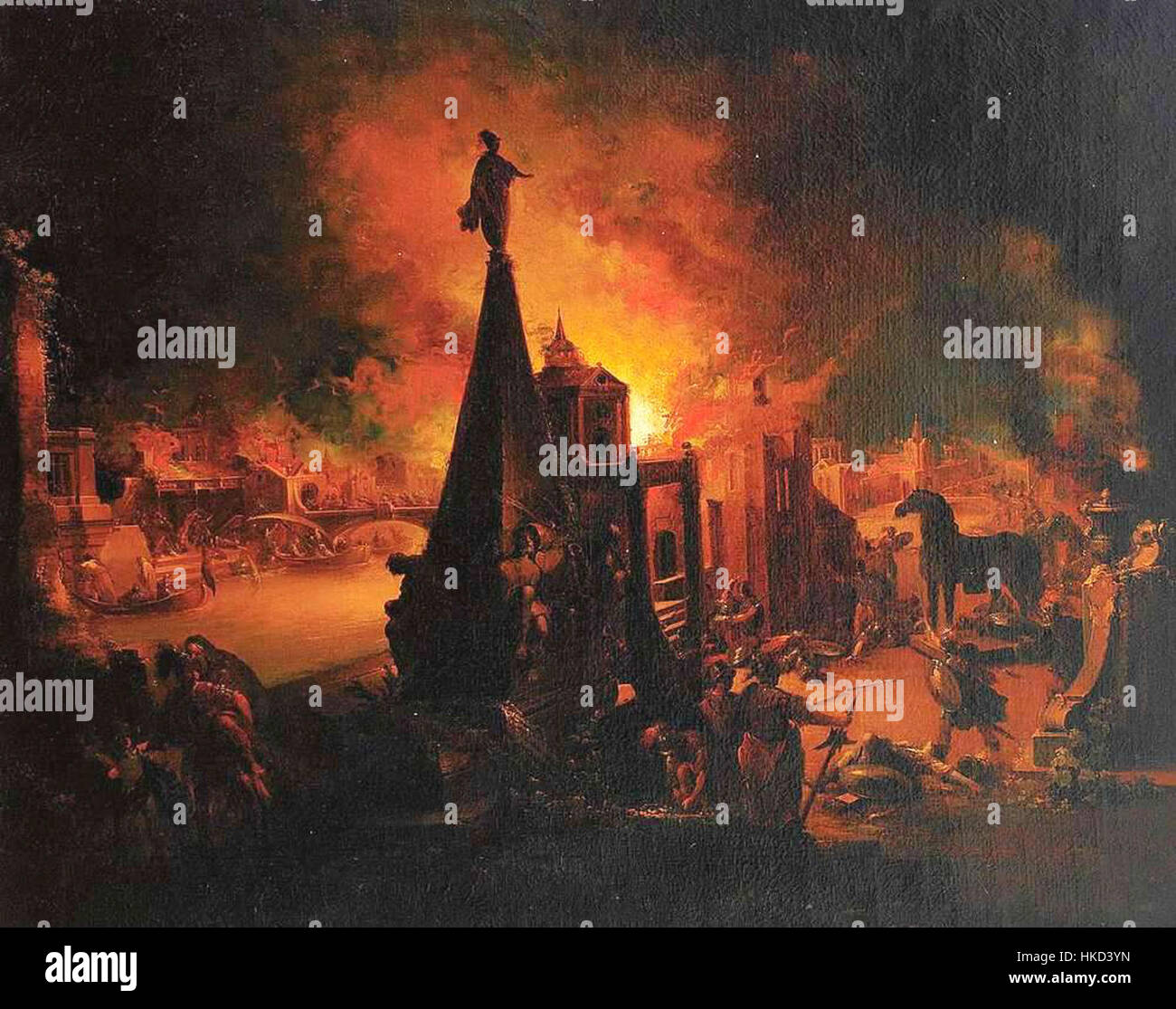 'Das Brennende Troja' by J.G. Trautmann depicts the burning of Troy, a ...