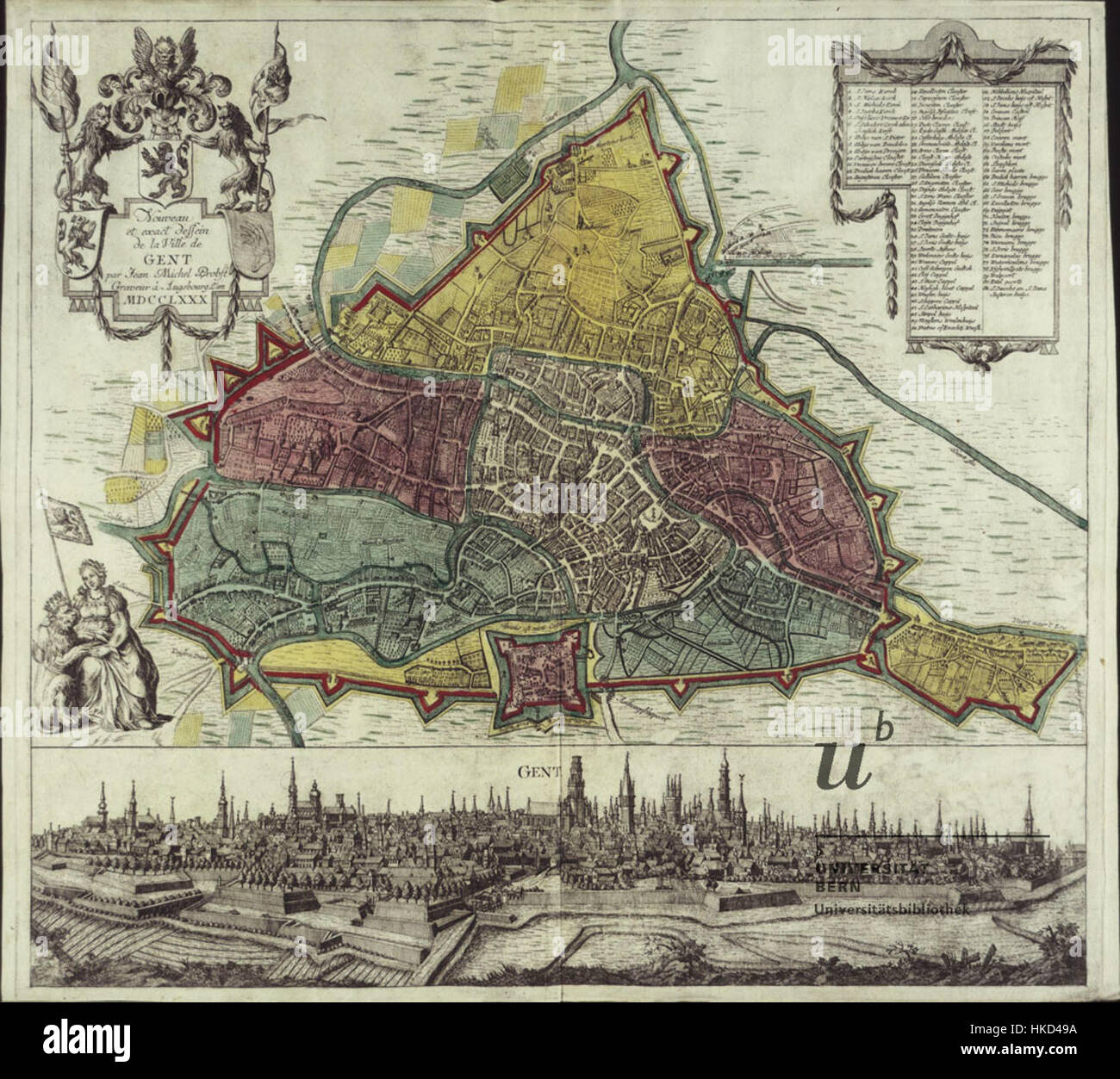 This 18th-century map of Ghent by J. Probst offers a detailed depiction ...