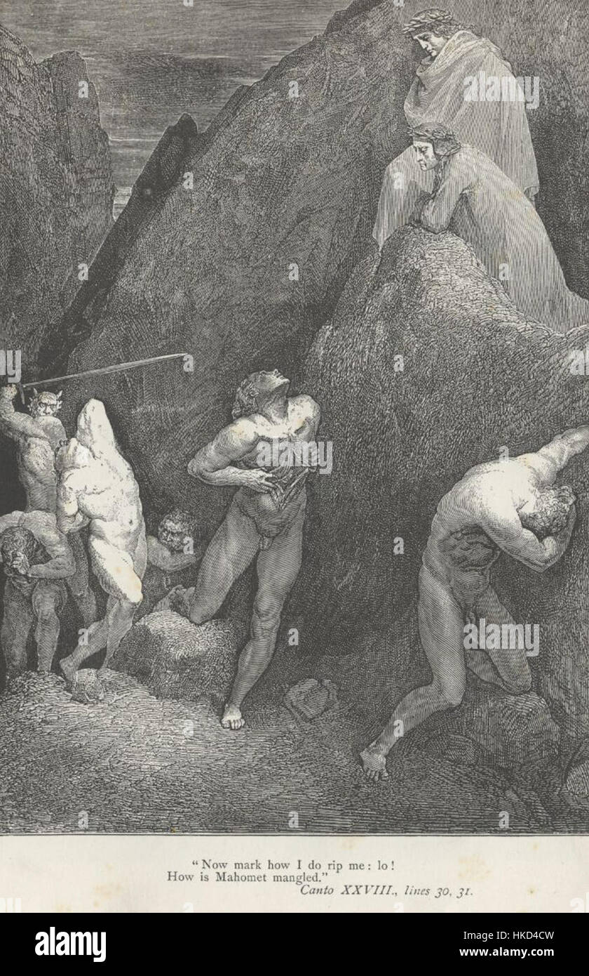 An artwork based on Dante Alighieri's 'Inferno,' illustrating Canto 28 ...