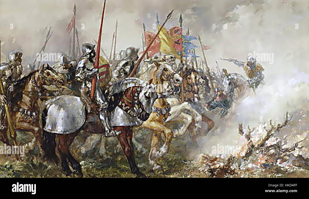 This painting depicts King Henry V of England at the Battle of ...