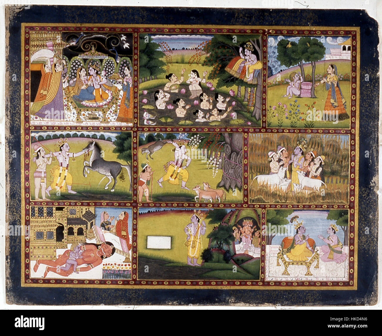 The 'Krishna saga' artwork depicts scenes from the life and adventures ...