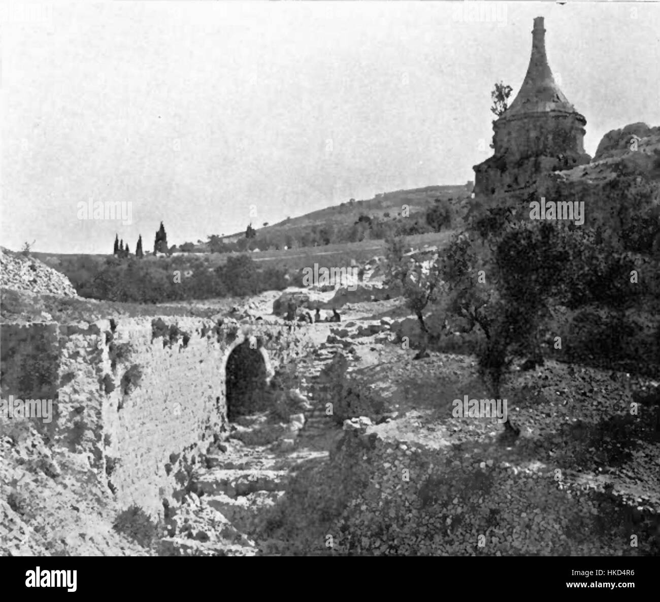 A photograph of the Kidron Valley and the Yad Avshalom monument ...