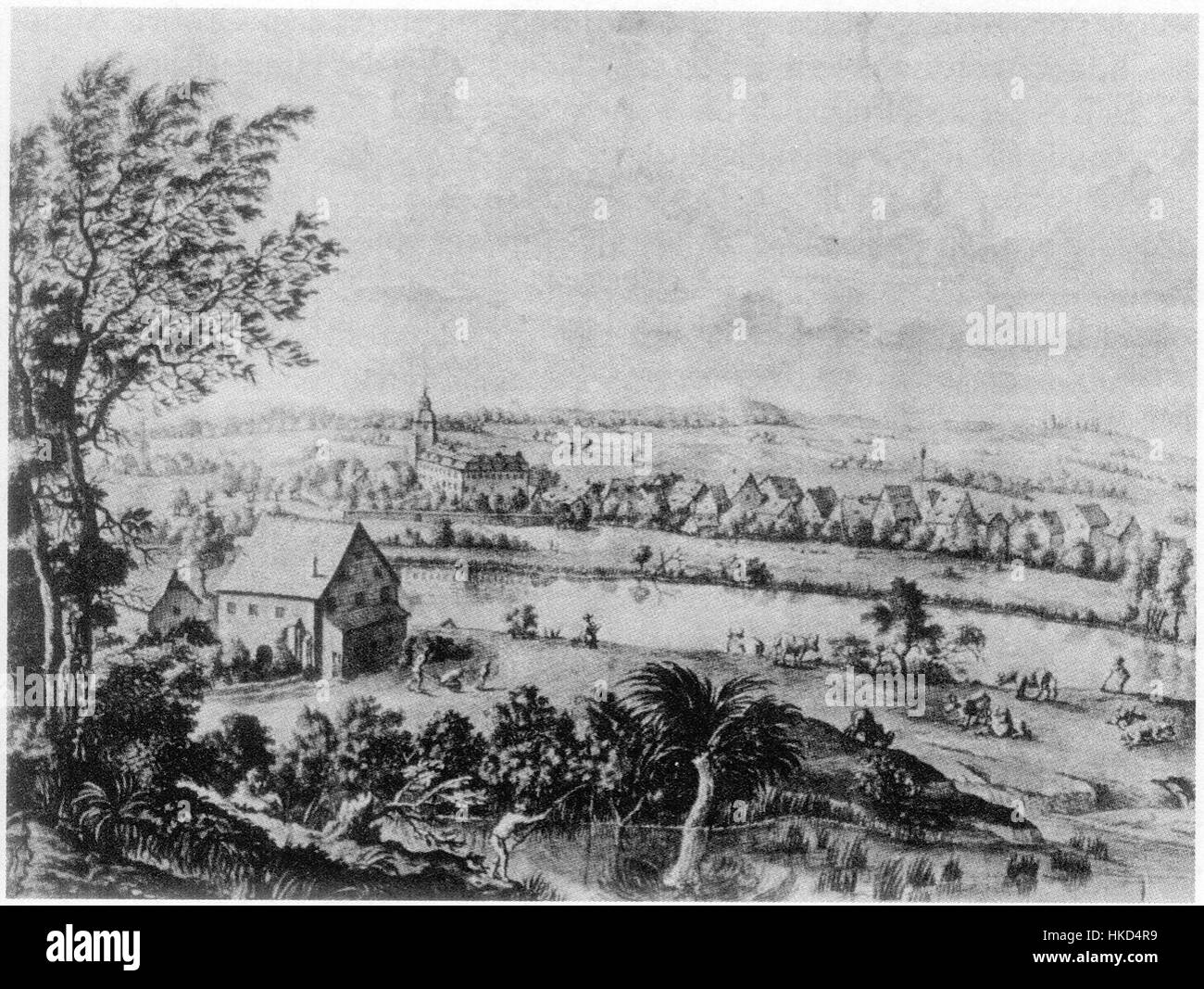 An 18th-century painting depicting the Kloster Himmelthron, a monastery ...