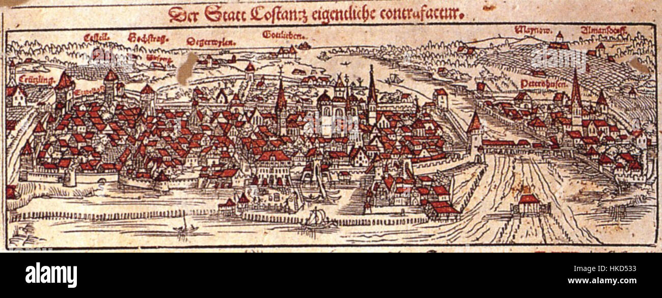 This historical map of Konstanz, created in 1553, provides an early ...