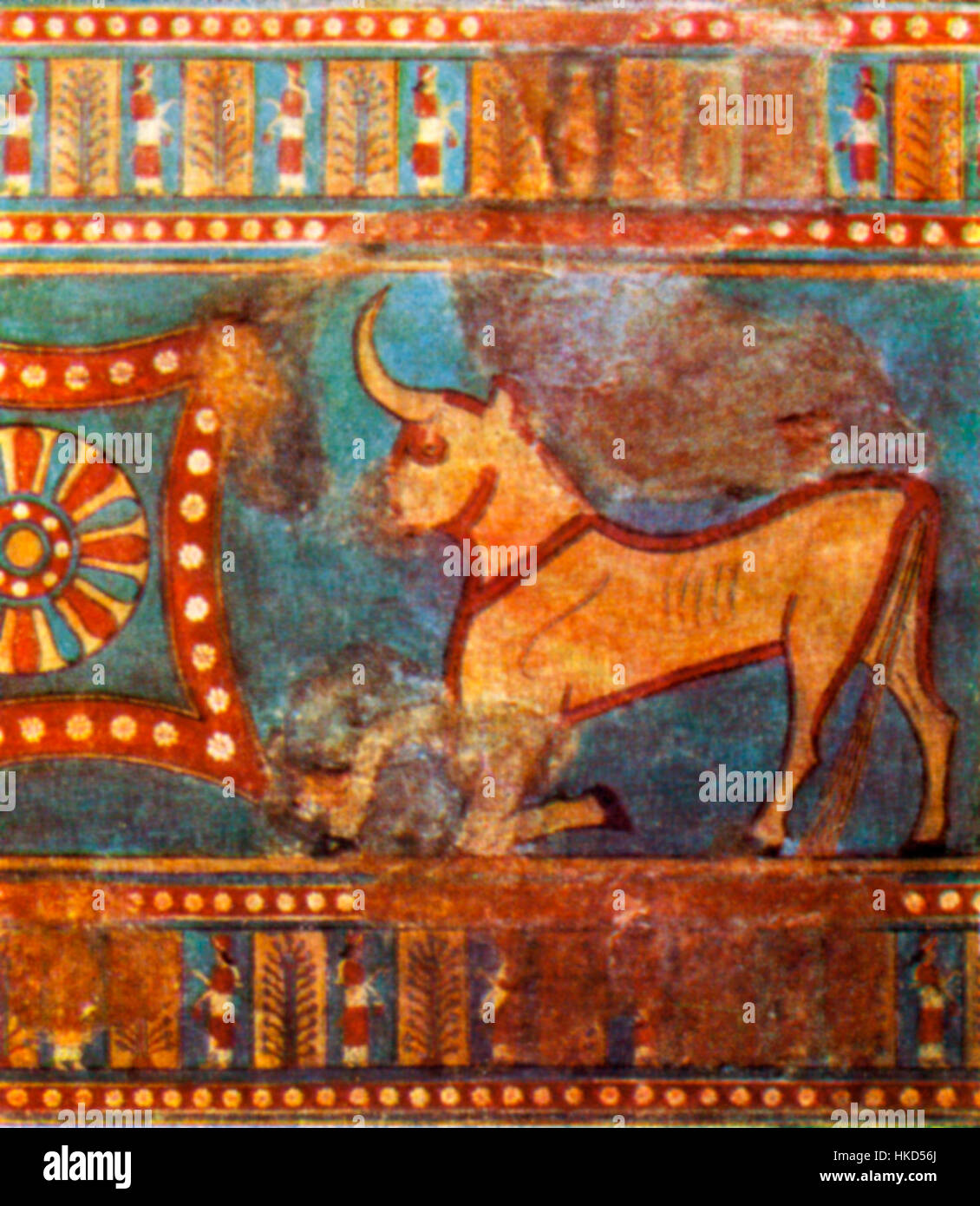 This Urartian fresco, dating back to the 8th century BCE, depicts ...