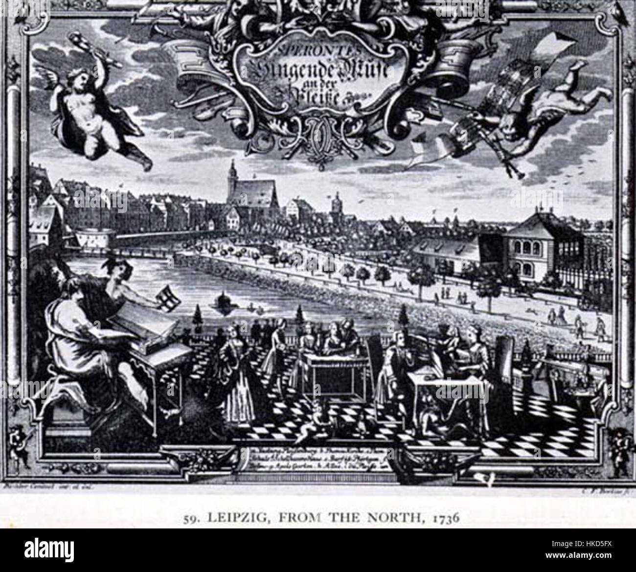 A historic painting of Leipzig as seen from the north in 1736. This ...