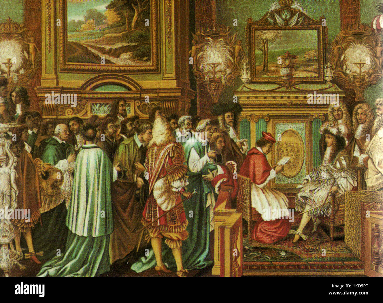 This painting, titled 'Louis XIV', portrays the French king in regal ...