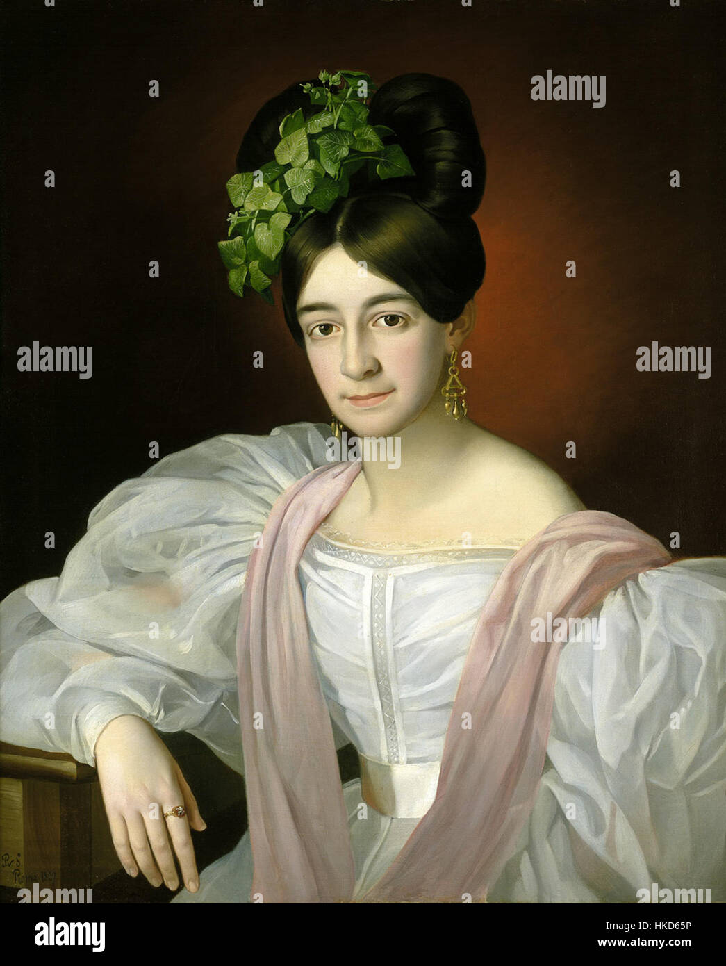 'Maria Castaldo 1827' is an oil painting that showcases the delicate ...