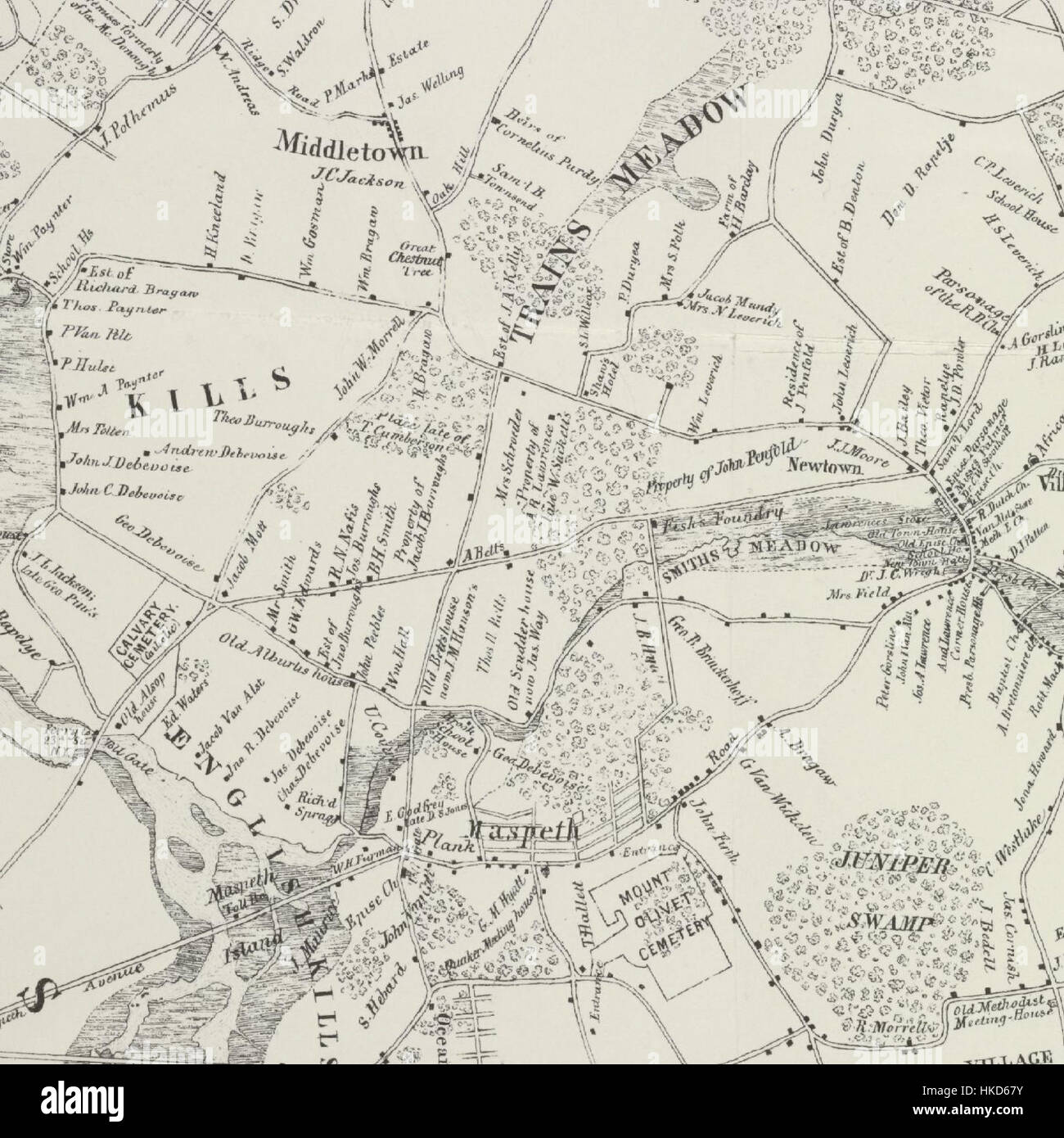This detailed map of Newtown from 1852, housed in the New York Public ...