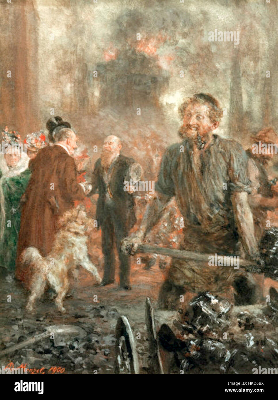 'Menzel Besuch im Eisenwalzwerk' is a painting by the German artist ...