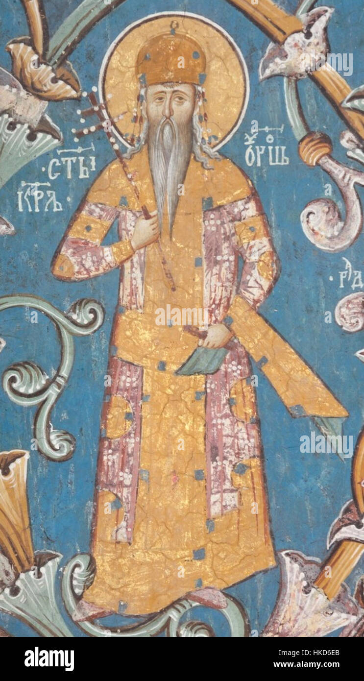 The painting 'Loza Nemanjica Decani d 4' depicts a historical scene ...