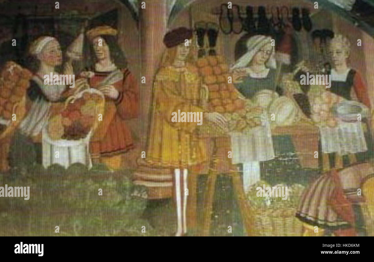 The artwork 'Mercatoissogne' is a classic representation of Italian ...