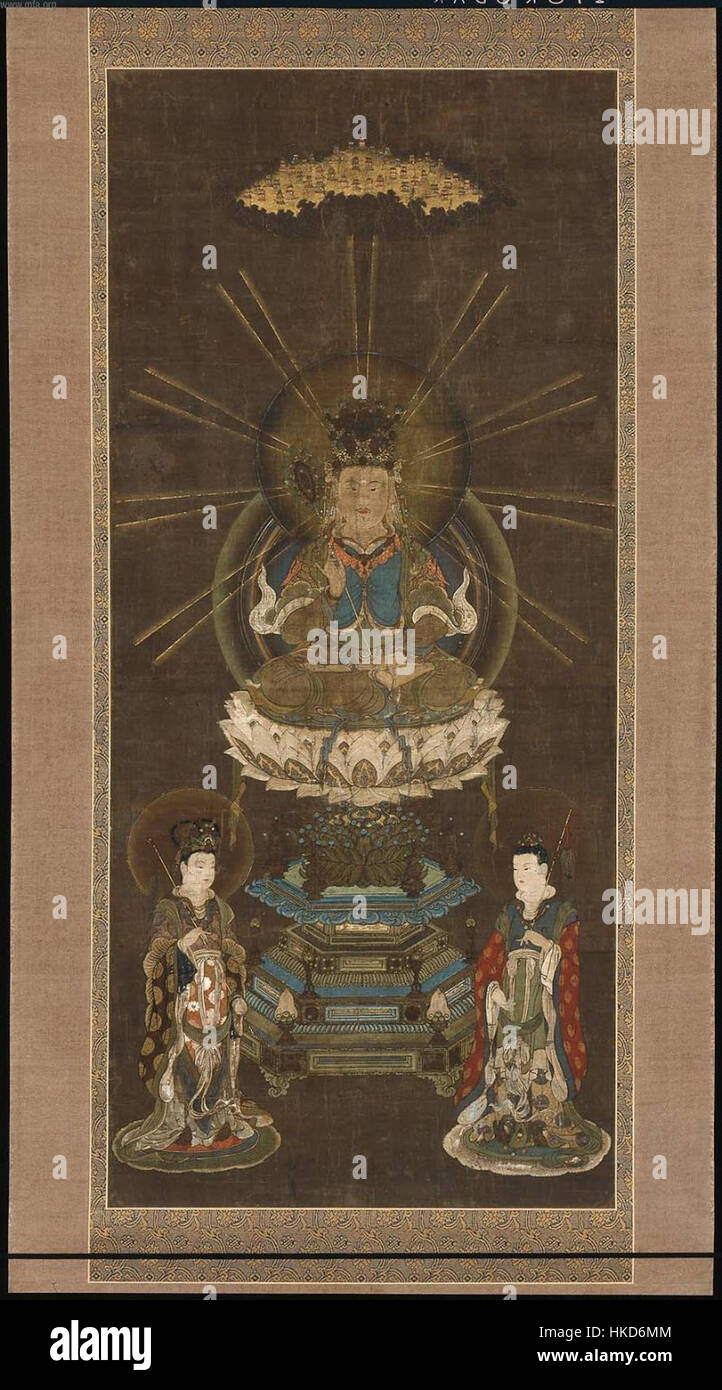 The artwork features Miroku, a revered figure in East Asian Buddhism ...