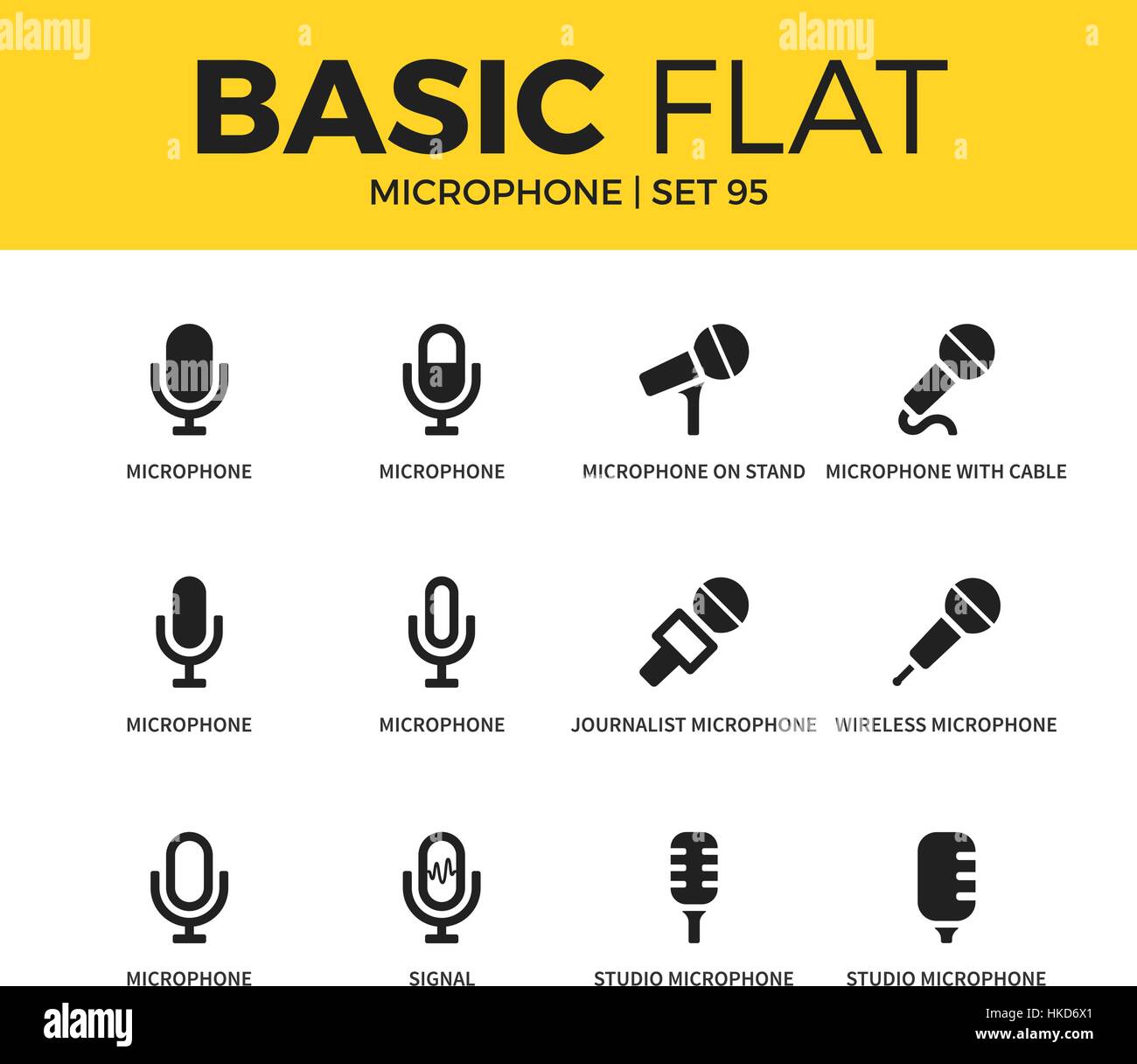 Basic set of Microphone icons Stock Vector Image & Art - Alamy