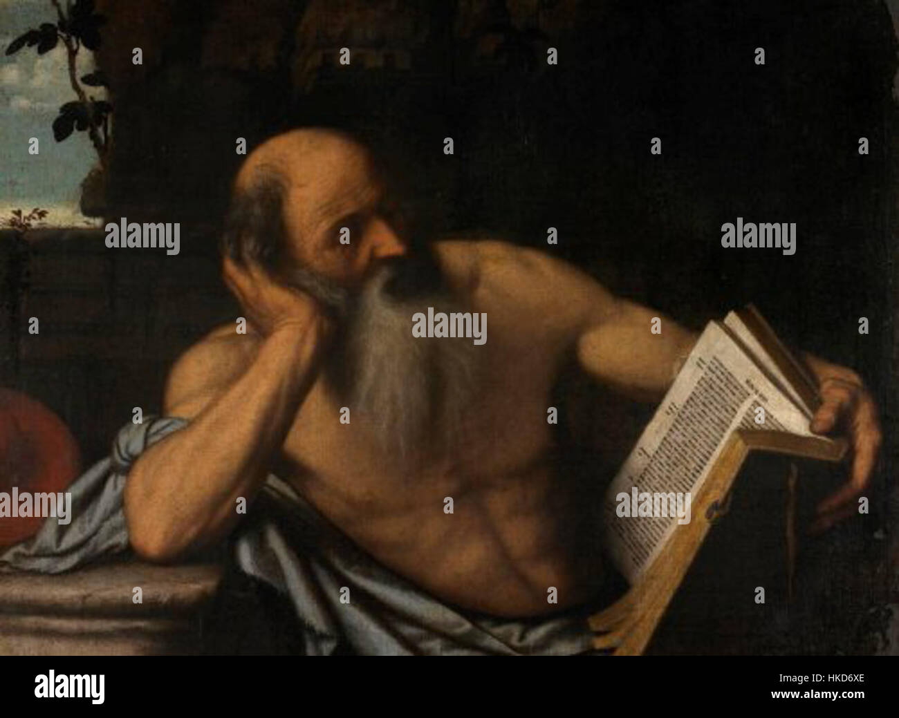 This painting by Moretto, depicting Saint Jerome in the setting of ...