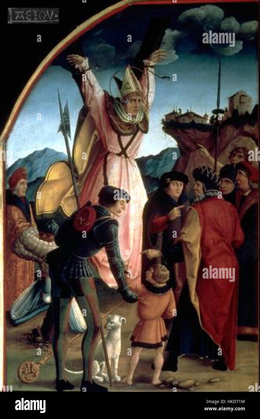 This artwork titled 'Martyrium des hl Dionysius' depicts the martyrdom ...