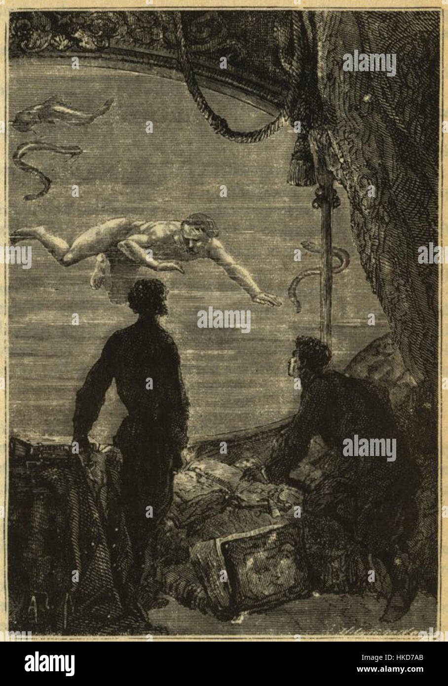 A painting or sketch illustrating Captain Nemo, a fictional character ...