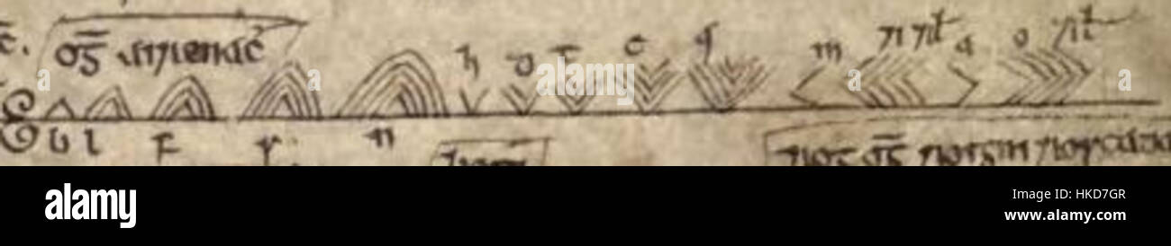 This artwork features Ogham script, an ancient Celtic alphabet used ...