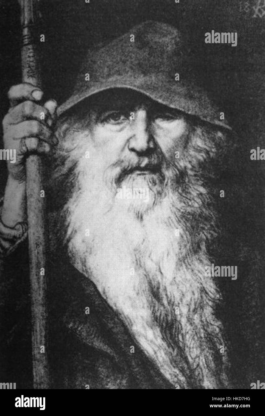 'Odin2' is a historical painting representing the Norse god Odin, often ...